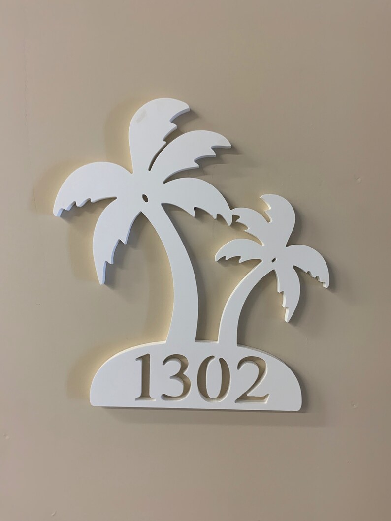 House Number Plaque Palm Trees Plaque Address Plaque | Etsy