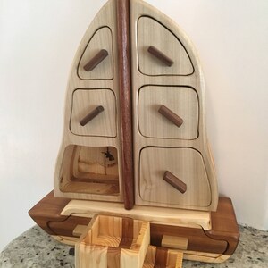 Solid Wood Box W/drawers, Sailboat, Jewelry Box, Handcrafted, Custom ...
