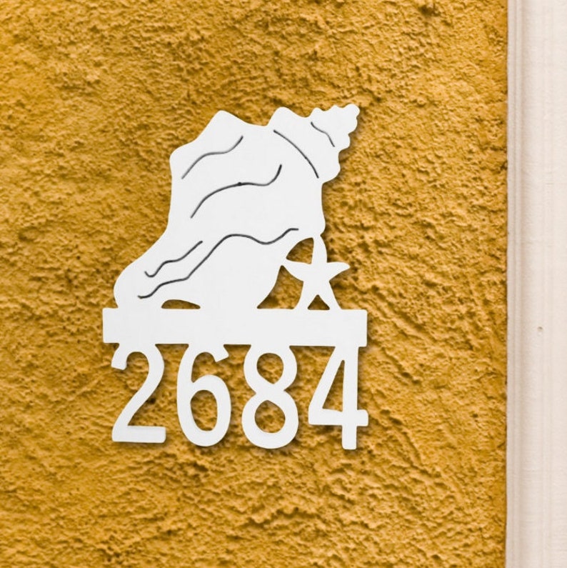 House Number Sign Conch Shell Plaque Address Sign - Etsy