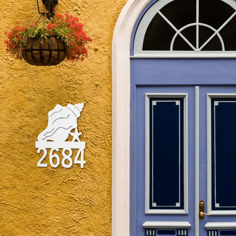 House Number Sign Conch Shell Plaque Address Sign - Etsy