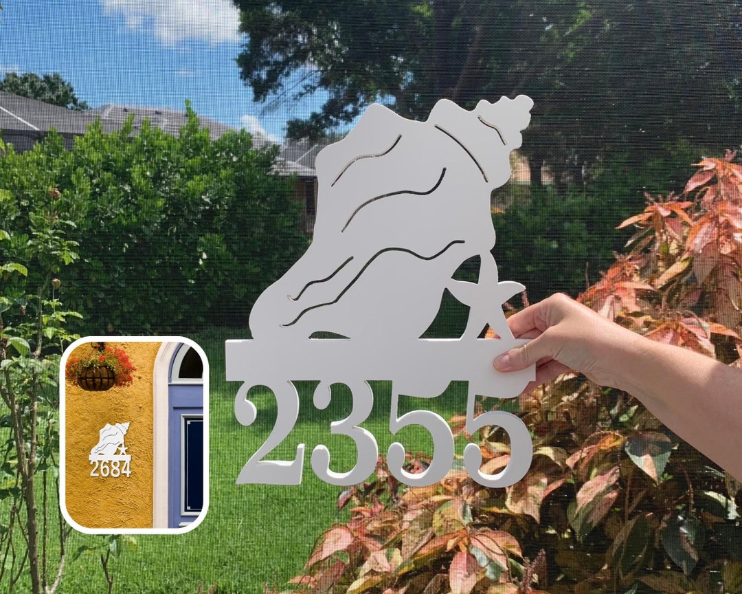 House Number Sign, Conch Shell, Plaque, Address Sign, Personalized Sign ...