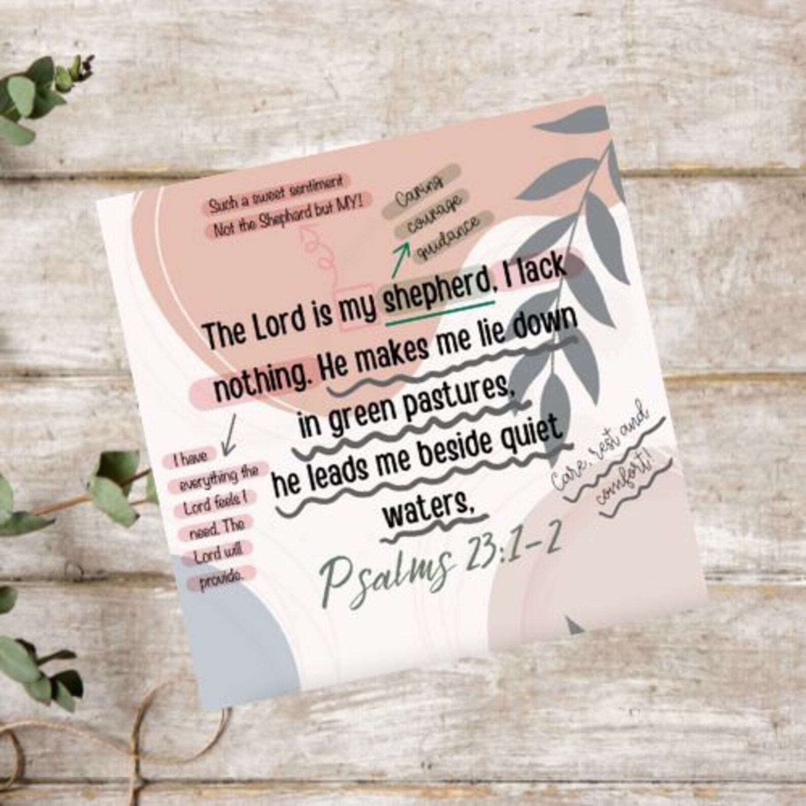 Psalms 23 Scripture Cards for Goodnotes or Any Note Taking App ...