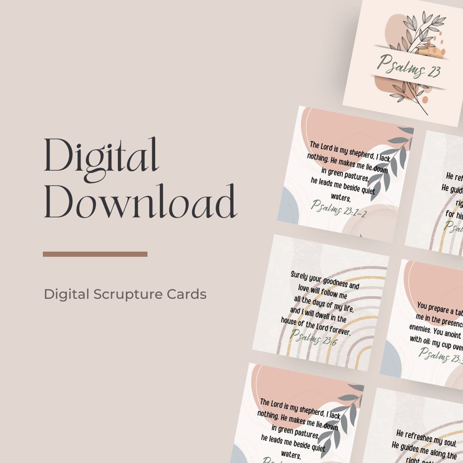 Psalms 23 Scripture Cards for Goodnotes or Any Note Taking App ...