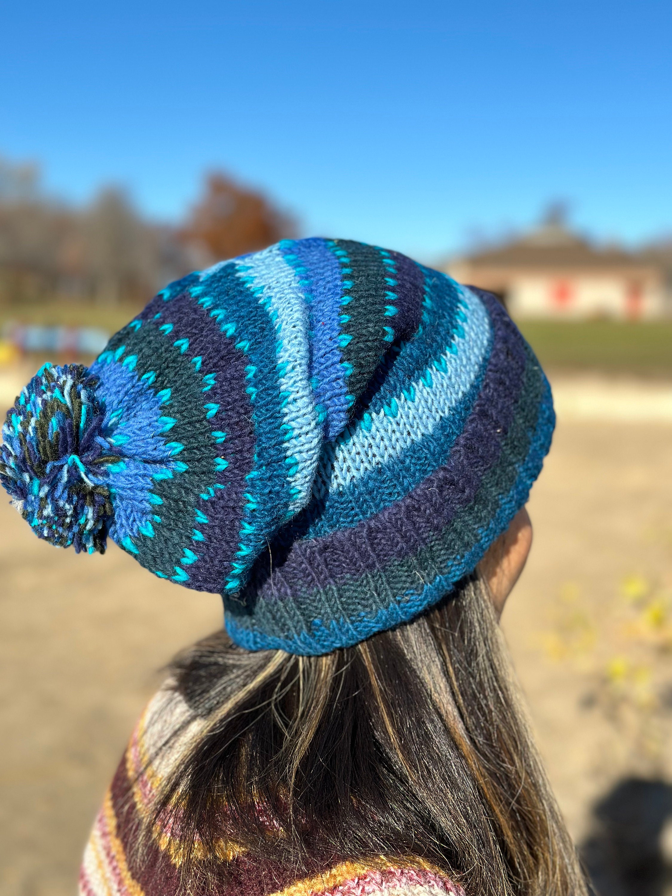 Himalayan Sherpa Wool Hand Knitted Hat, Fleece Lining, Warm Wool Hat ...