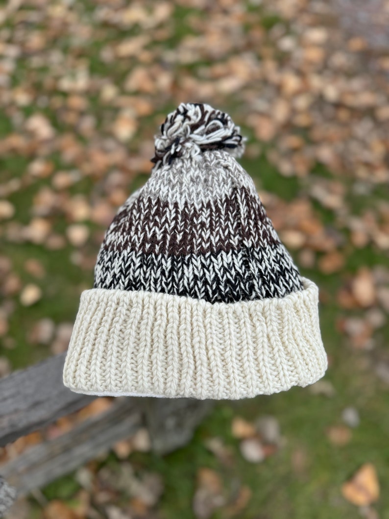 Himalayan Sherpa Wool Hand Knitted Hat, Fleece Lining, Warm Wool Hat ...