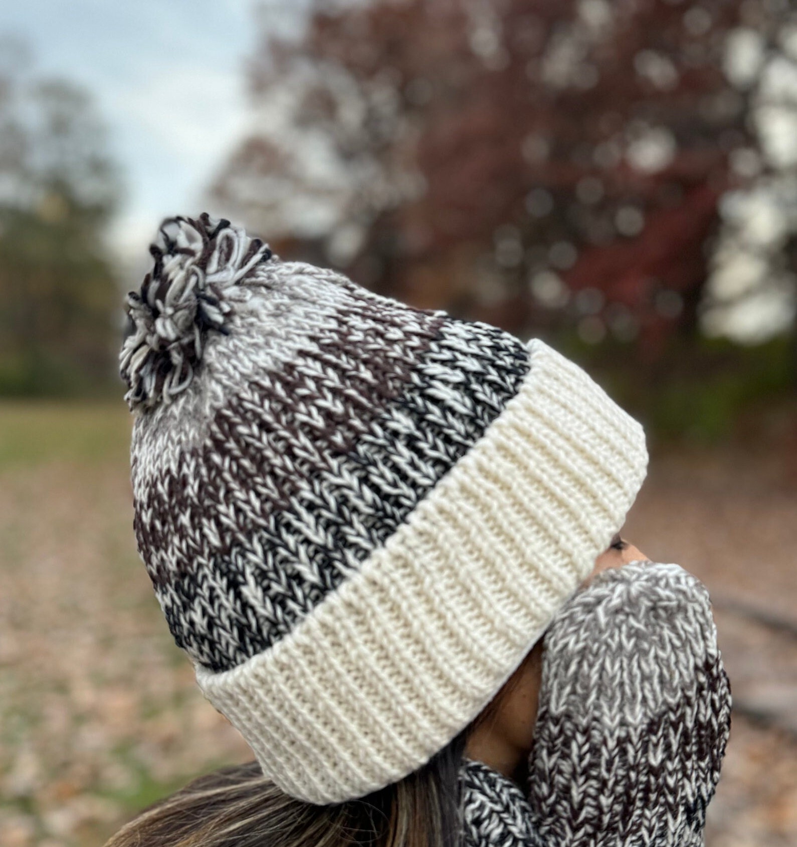 Himalayan Sherpa Wool Hand Knitted Hat, Fleece Lining, Warm Wool Hat ...