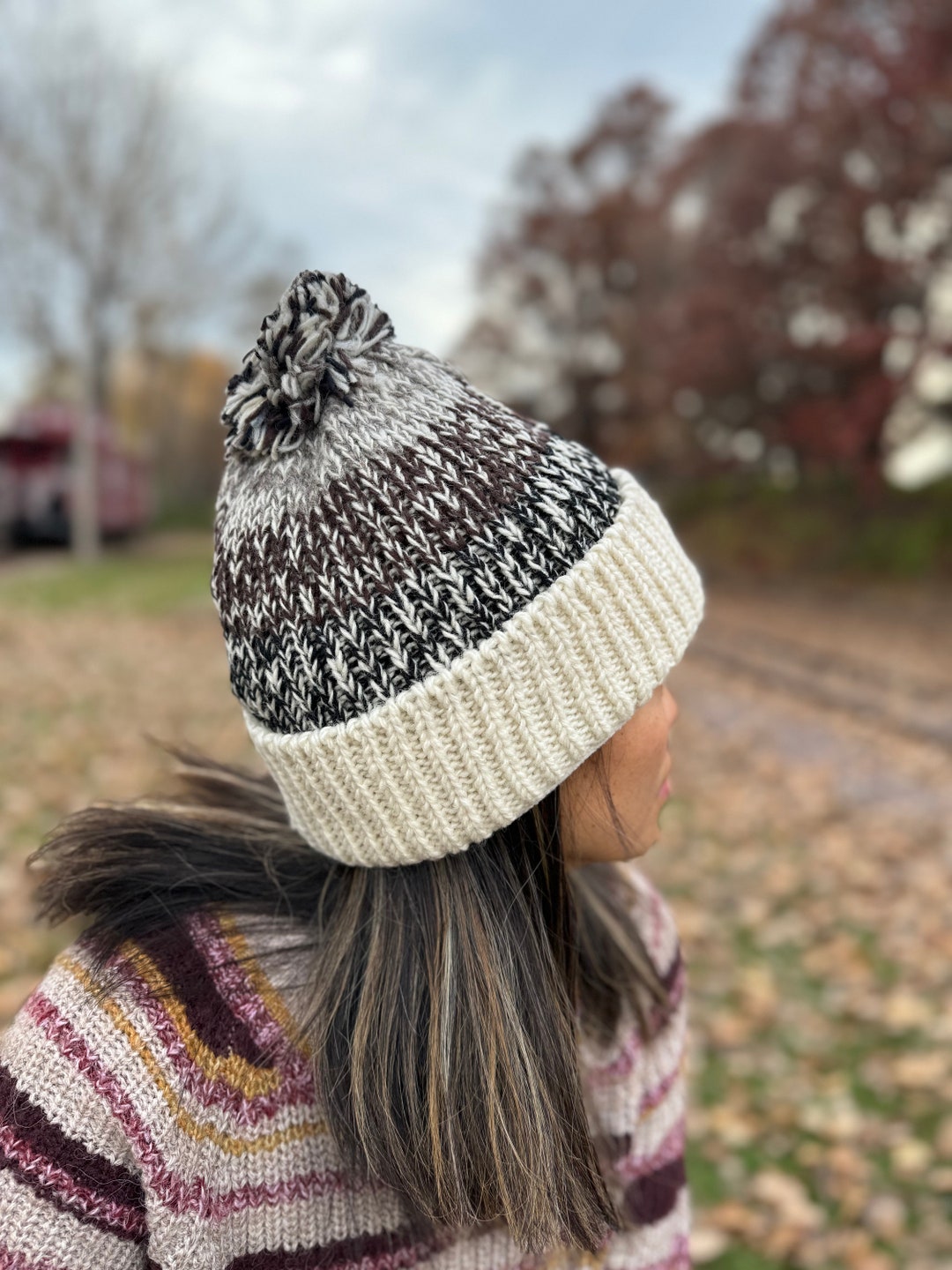 Himalayan Sherpa Wool Hand Knitted Hat, Fleece Lining, Warm Wool Hat ...