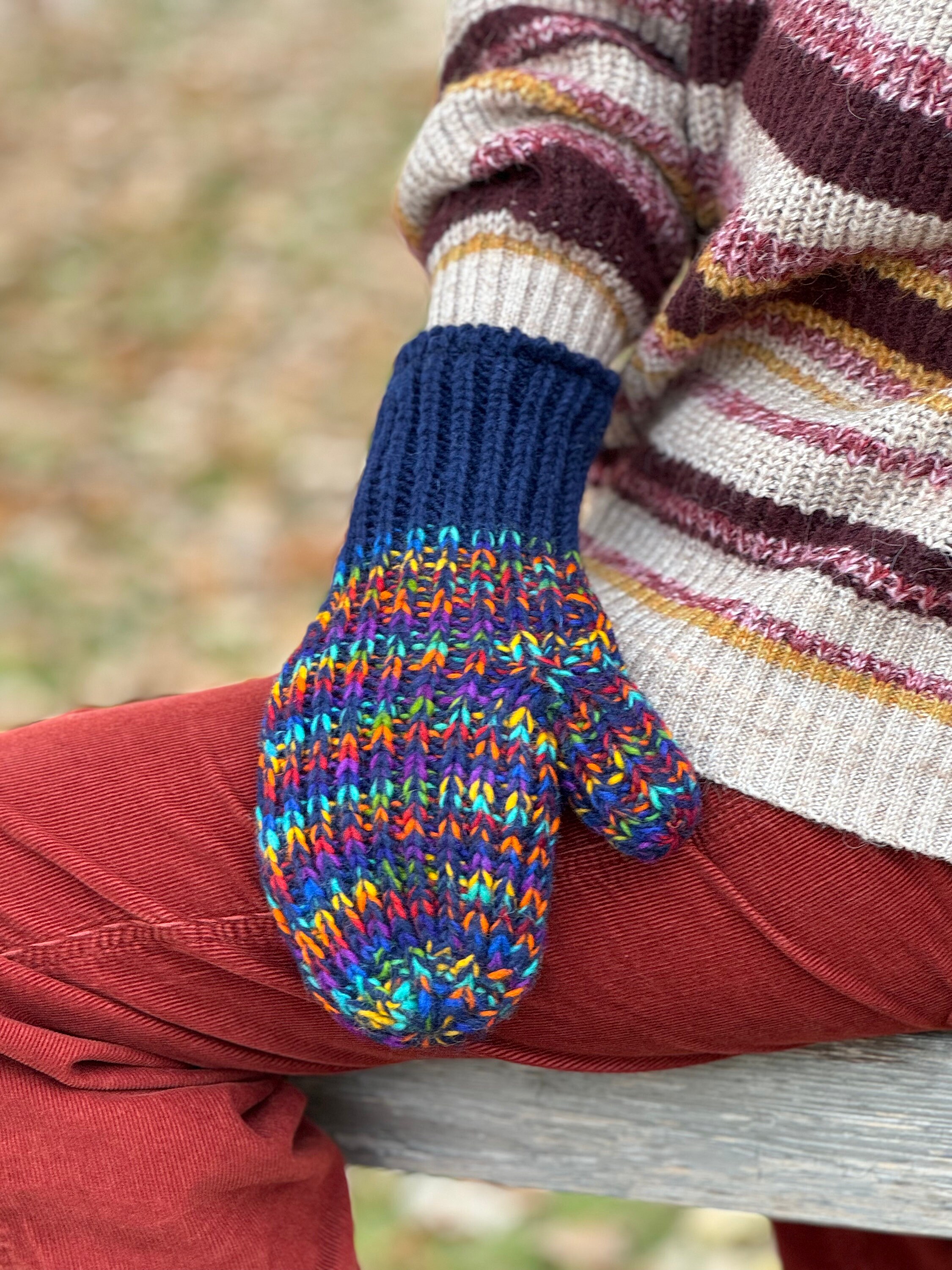 Himalayan Sherpa Wool Hand Knitted Mitten, Fleece Lining, Warm Wool ...