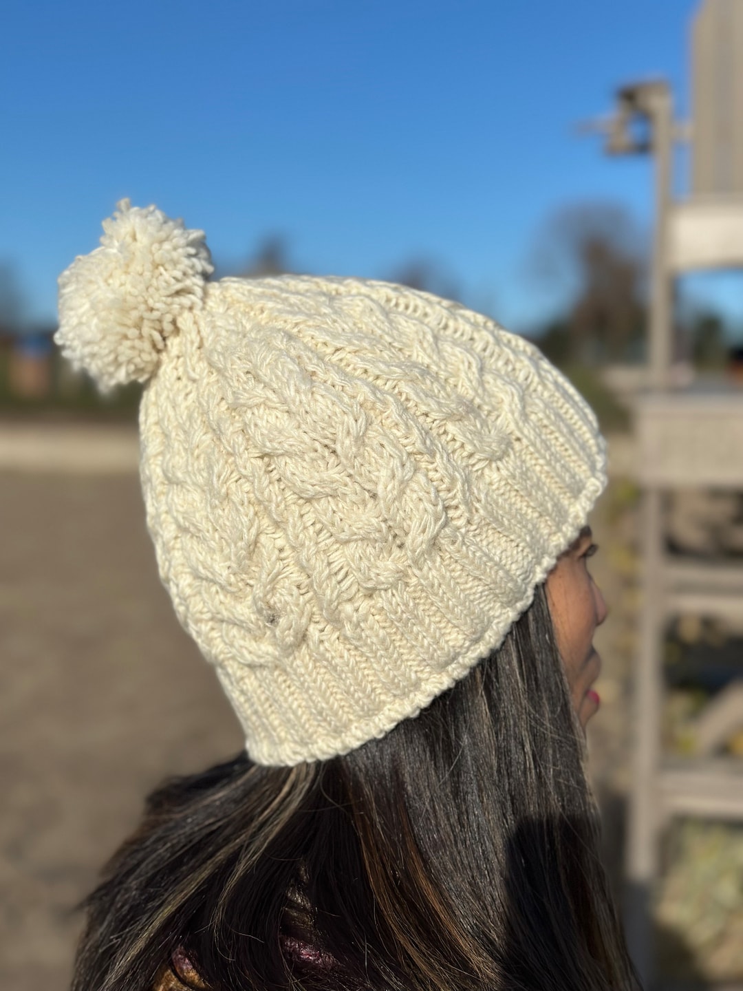 Himalayan Sherpa Wool Hand Knitted Hat, Fleece Lining, Warm Wool Hat ...