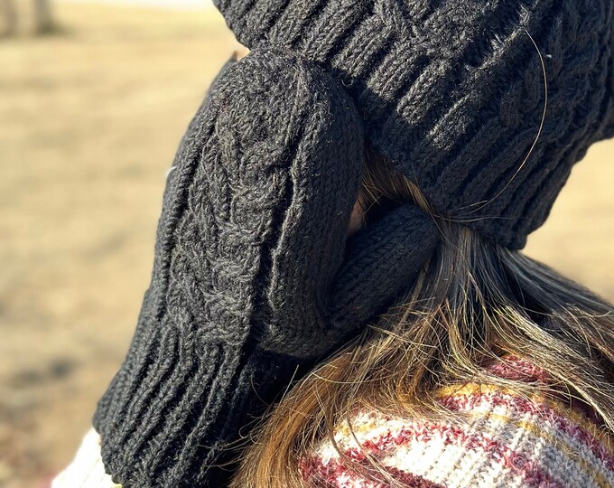 Himalayan Sherpa Wool Hand Knitted Mitten, Fleece Lining, Warm Wool ...