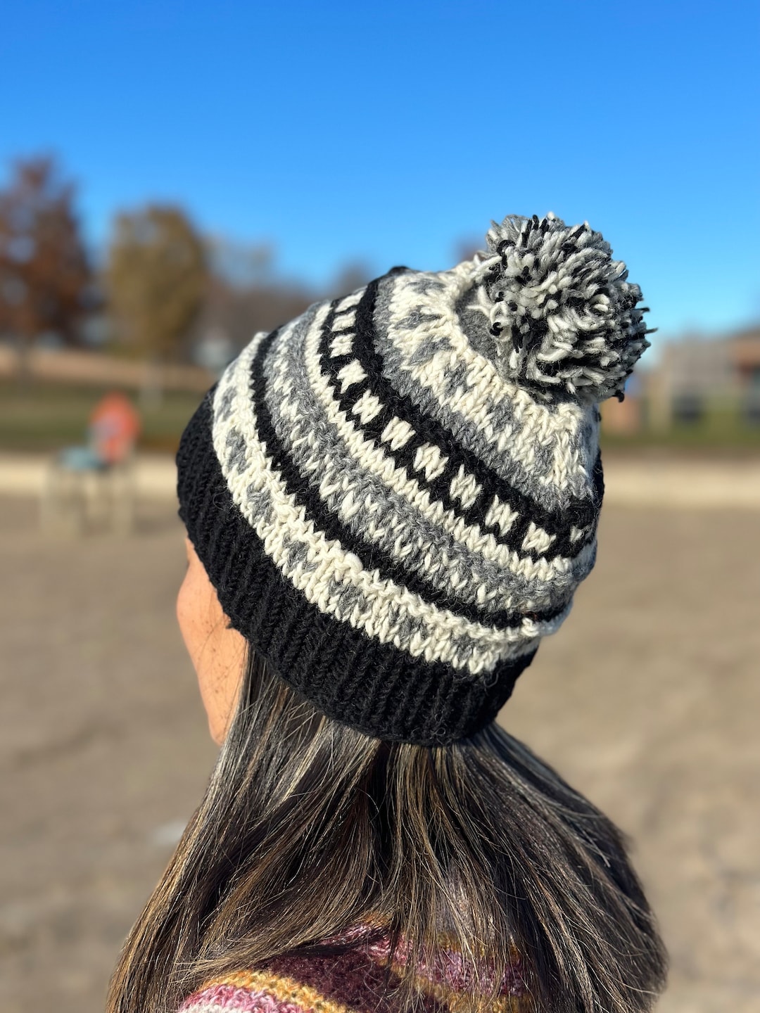 Himalayan Sherpa Wool Hand Knitted Hat, Fleece Lining, Warm Wool Hat ...