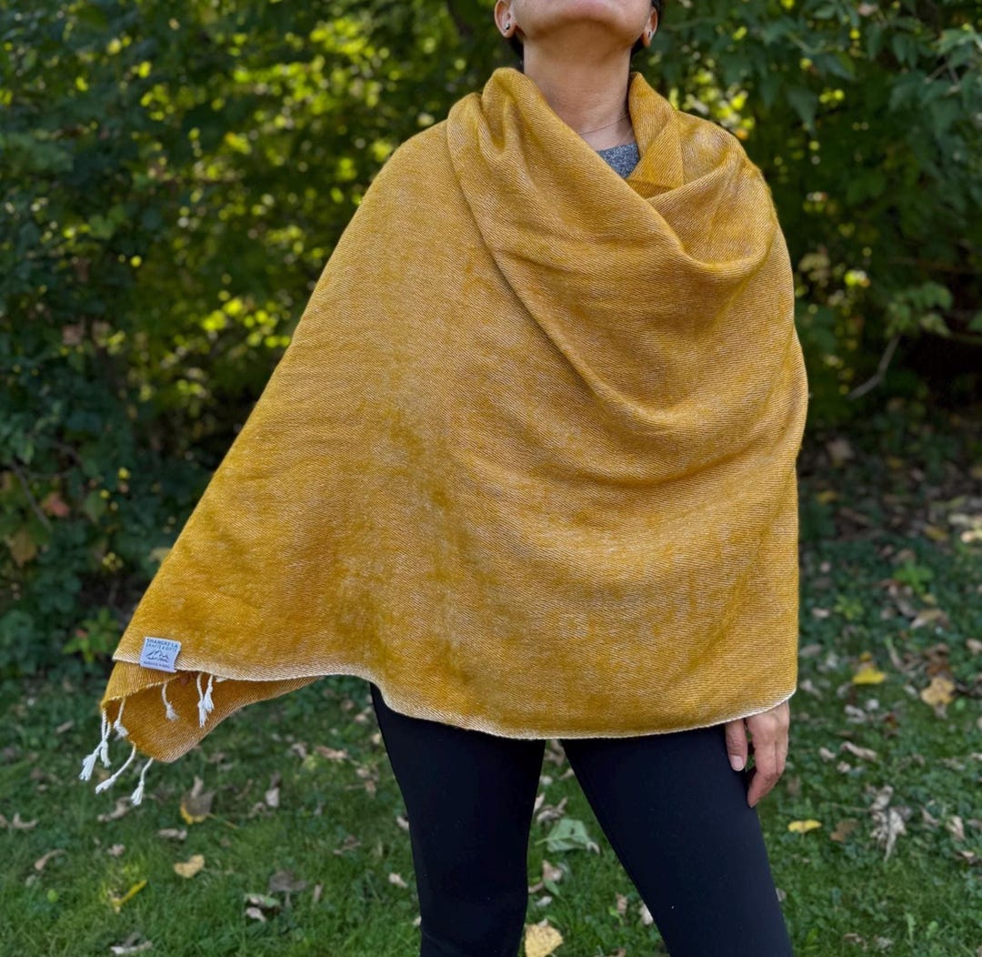 Handmade Himalayan Yak Wool Shawl Scarf: Soft Meditation Wrap (75"x31 ...