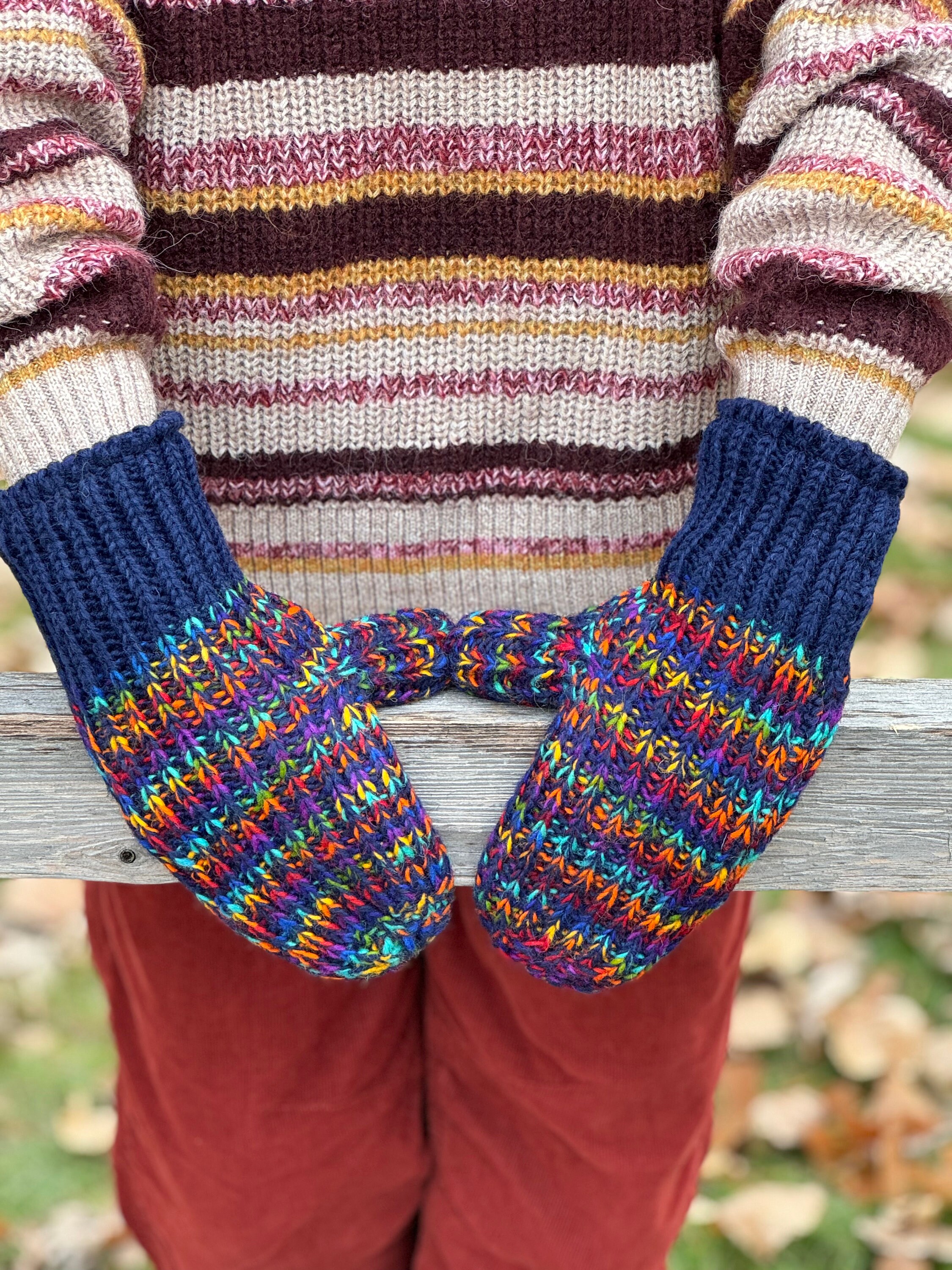 Himalayan Sherpa Wool Hand Knitted Mitten, Fleece Lining, Warm Wool ...