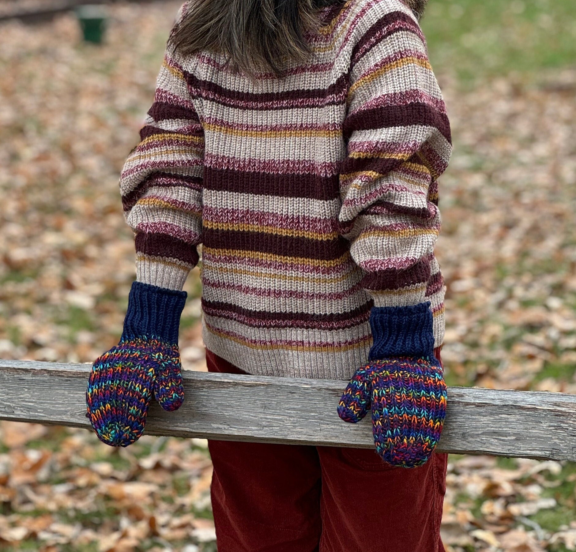 Himalayan Sherpa Wool Hand Knitted Mitten, Fleece Lining, Warm Wool ...