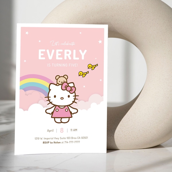 Kitty Birthday Text Invitation - Etsy