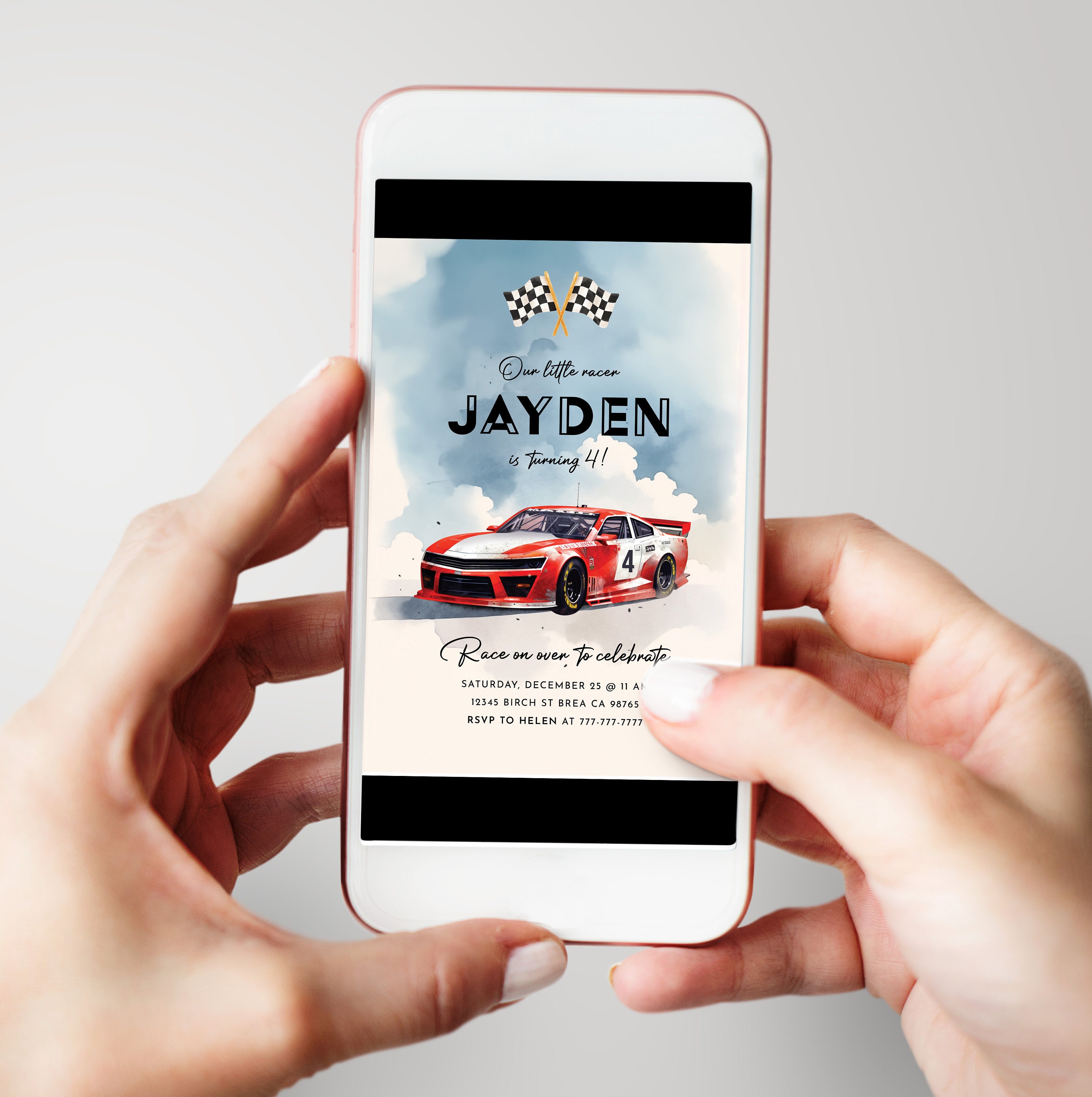 Race Car Birthday Party Invitation, Fast One, Two Fast, Need Four Speed ...