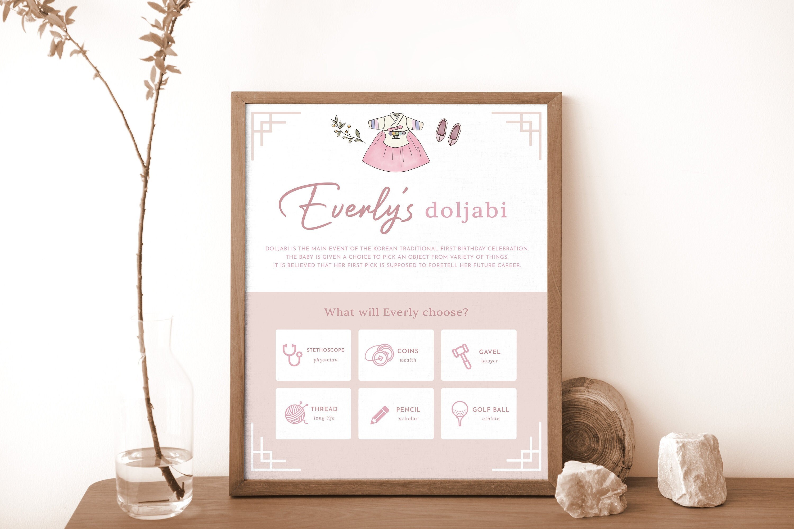 Doljabi Doljanchi Board Sign With Icons, Traditional Korean First ...