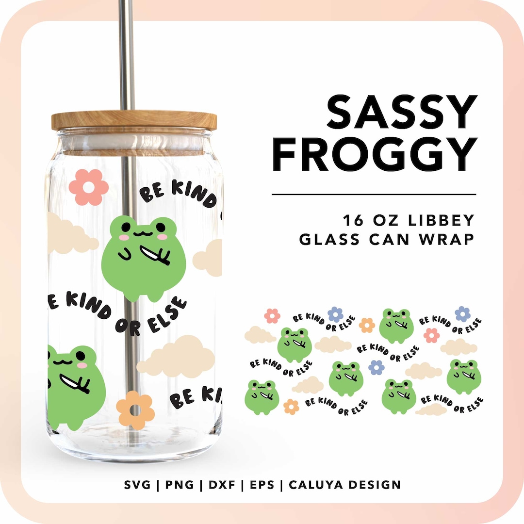 Frog 16oz Libbey Can Wrap SVG | Cute Froggy Svg | Kawaii Frog Svg ...