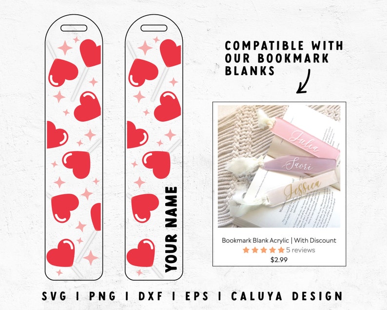 Bookmark Template SVG Valentines Day SVG DIY Bookmark Svg - Etsy
