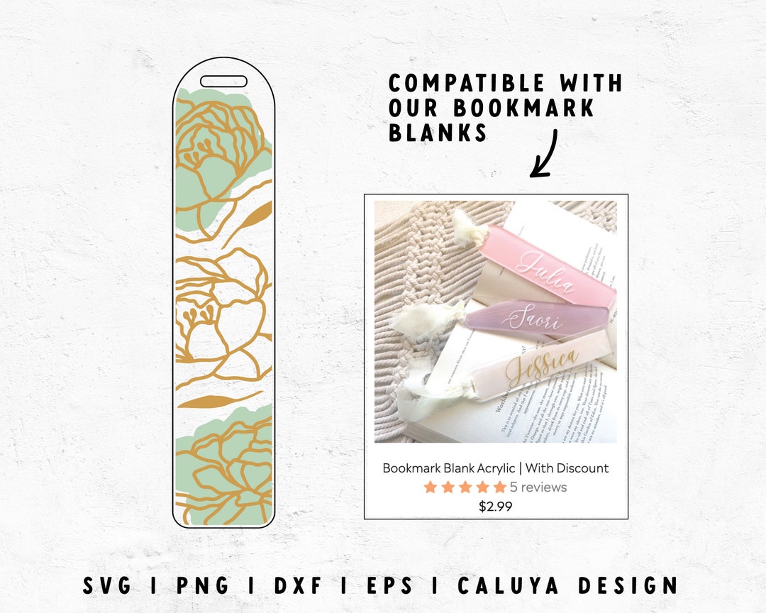 Bookmark SVG | Bookmark Template Svg | Boho Flower Svg | Wedding SVG ...