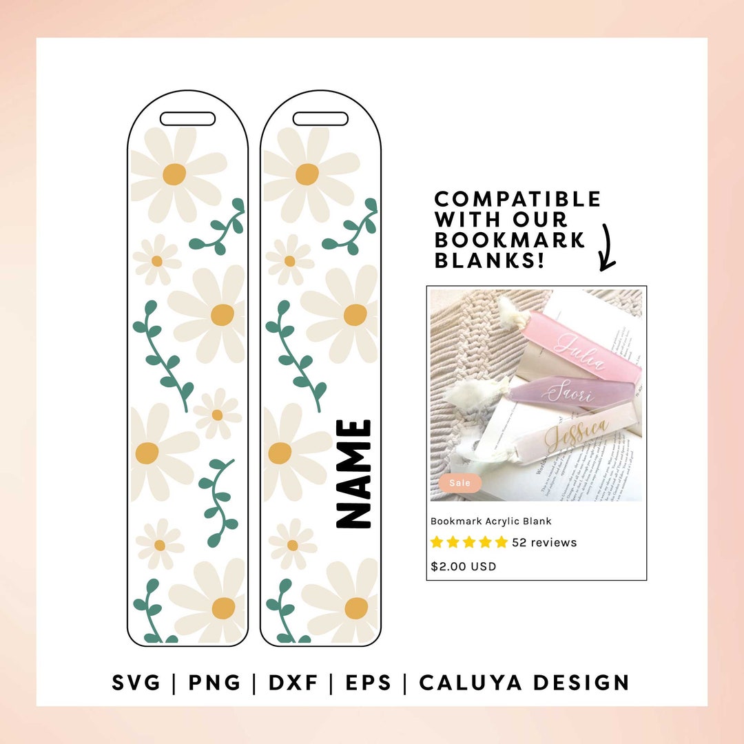 Floral Bookmark SVG | Bookmark Template SVG, Book Mark SVG, Daisy ...