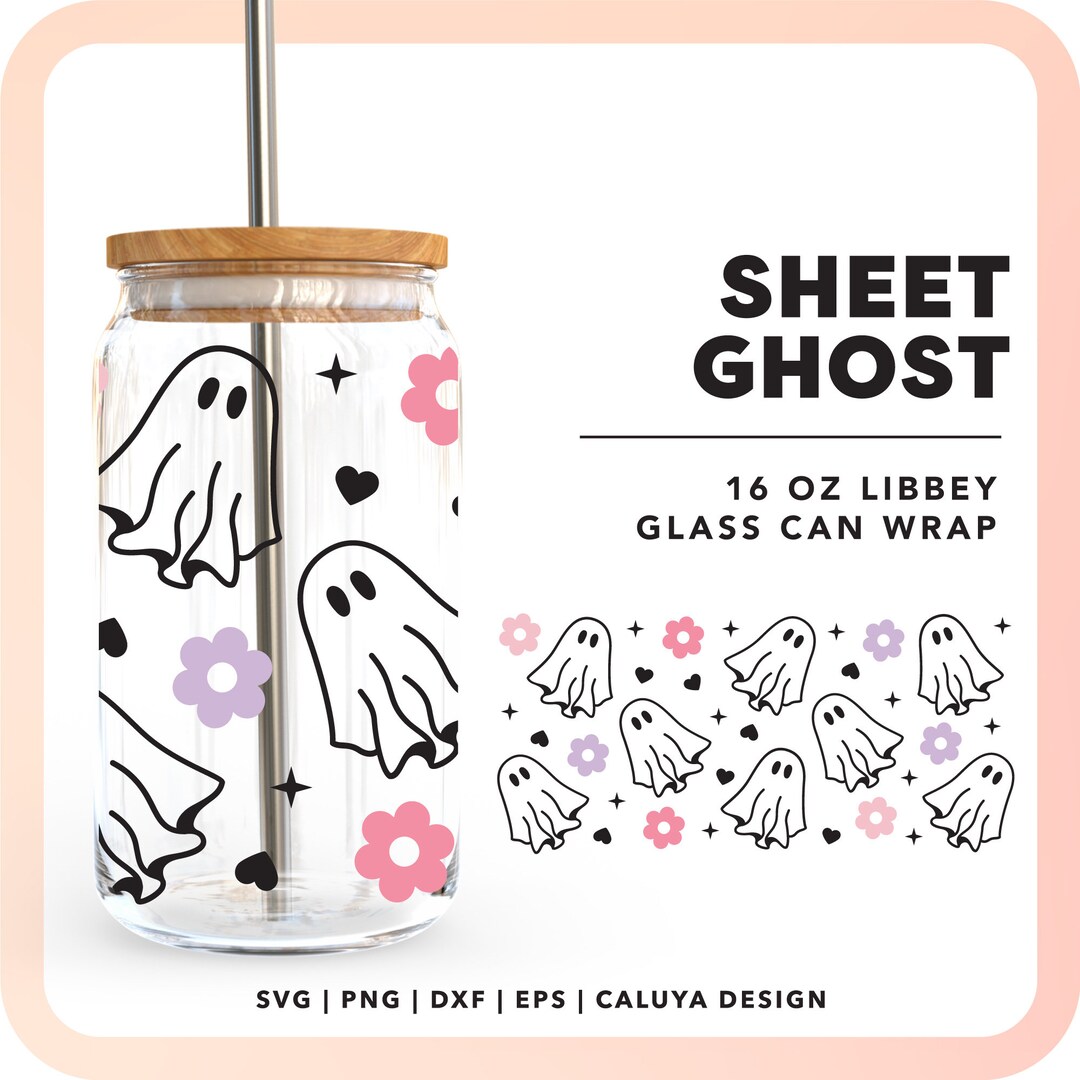 Cute Ghost SVG Sheet Ghost SVG, Retro Halloween SVG, Ghost Libbey Can ...