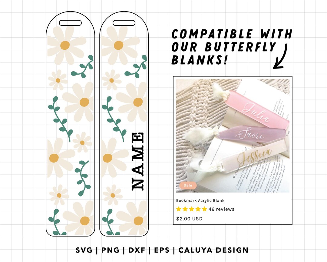 Floral Bookmark SVG Bookmark Template SVG Book Mark SVG - Etsy