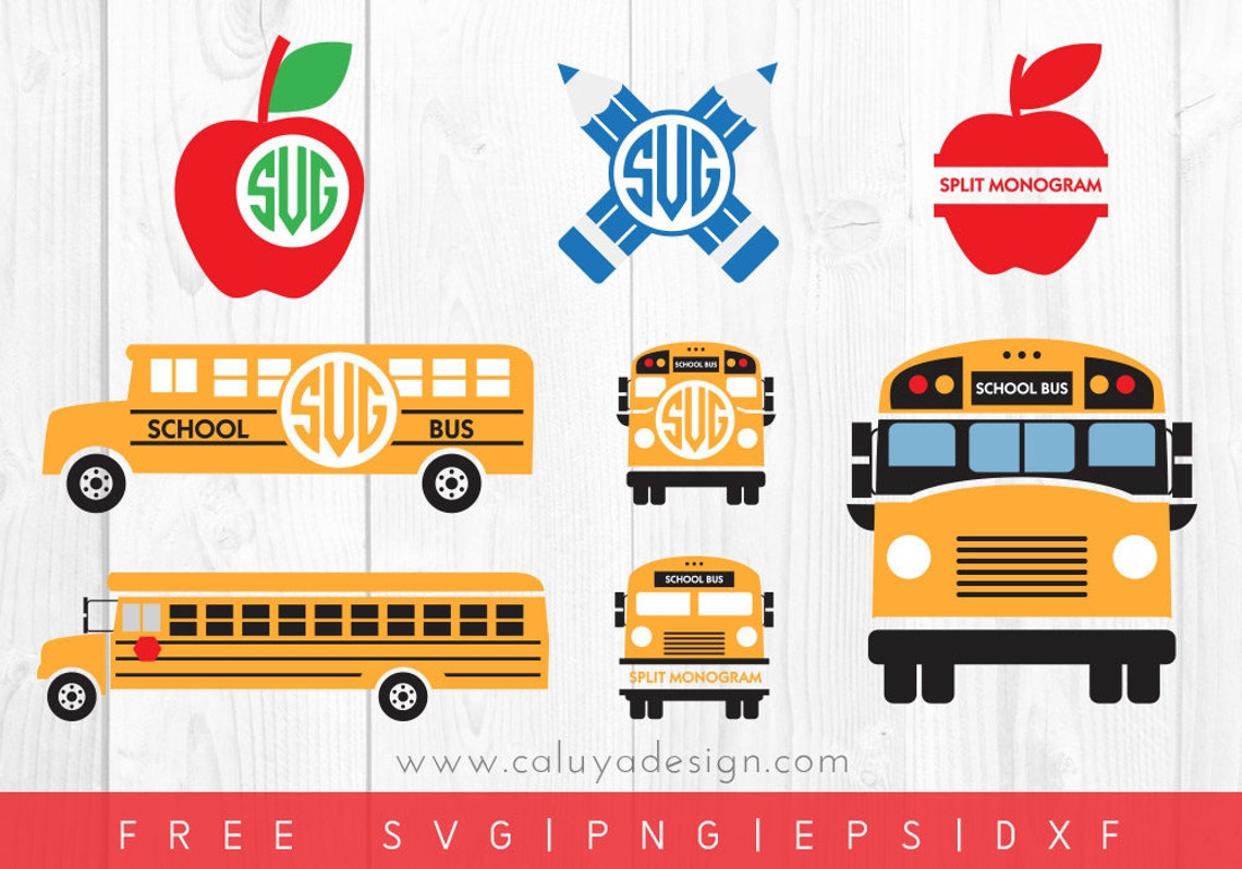 FREE SVG & PNG Link | School Bus Cut Files, Svg, Png, Dxf, Eps ...