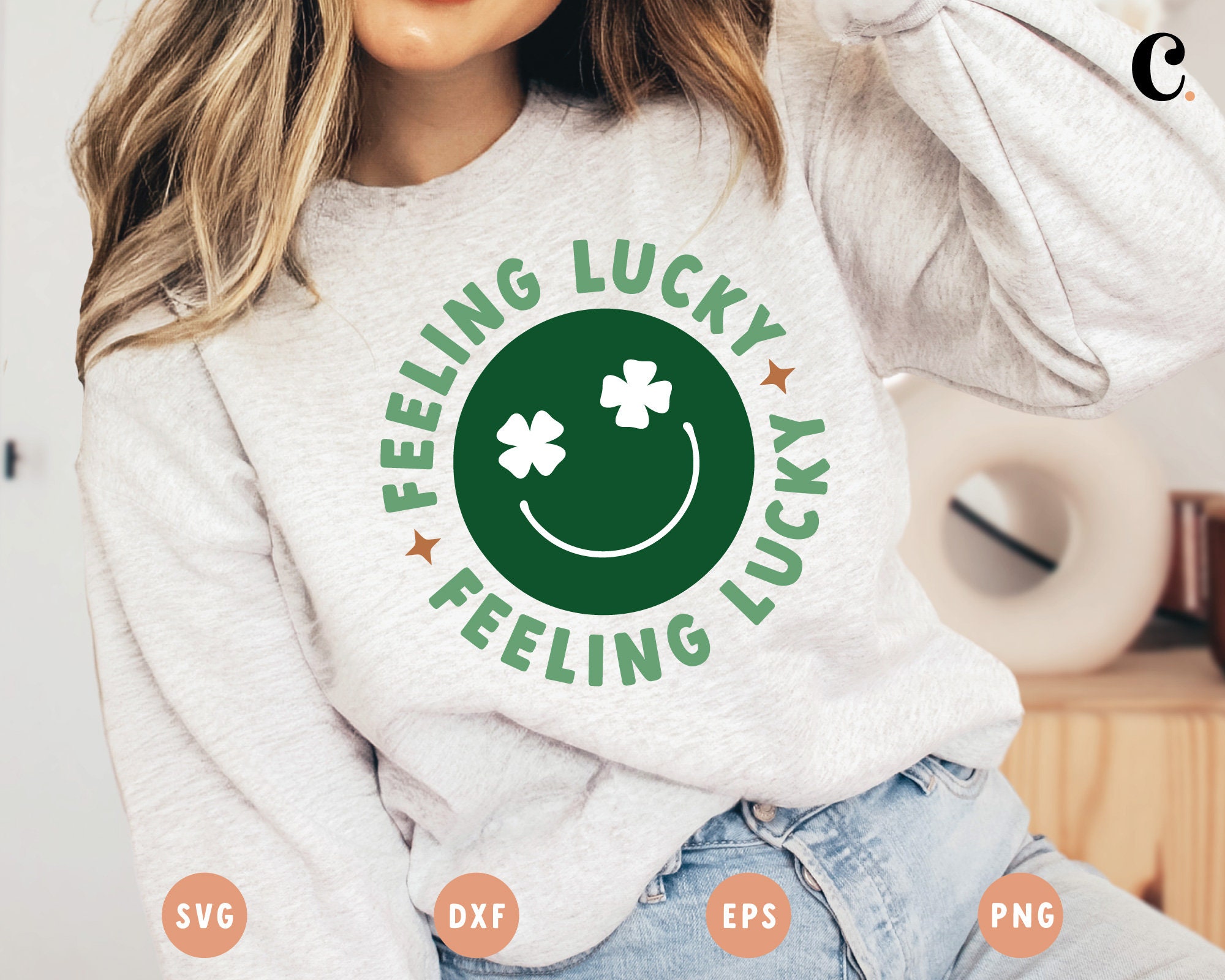 Feeling Lucky SVG | Retro Smiley Face SVG | Shamrock Svg | Lucky Clover ...