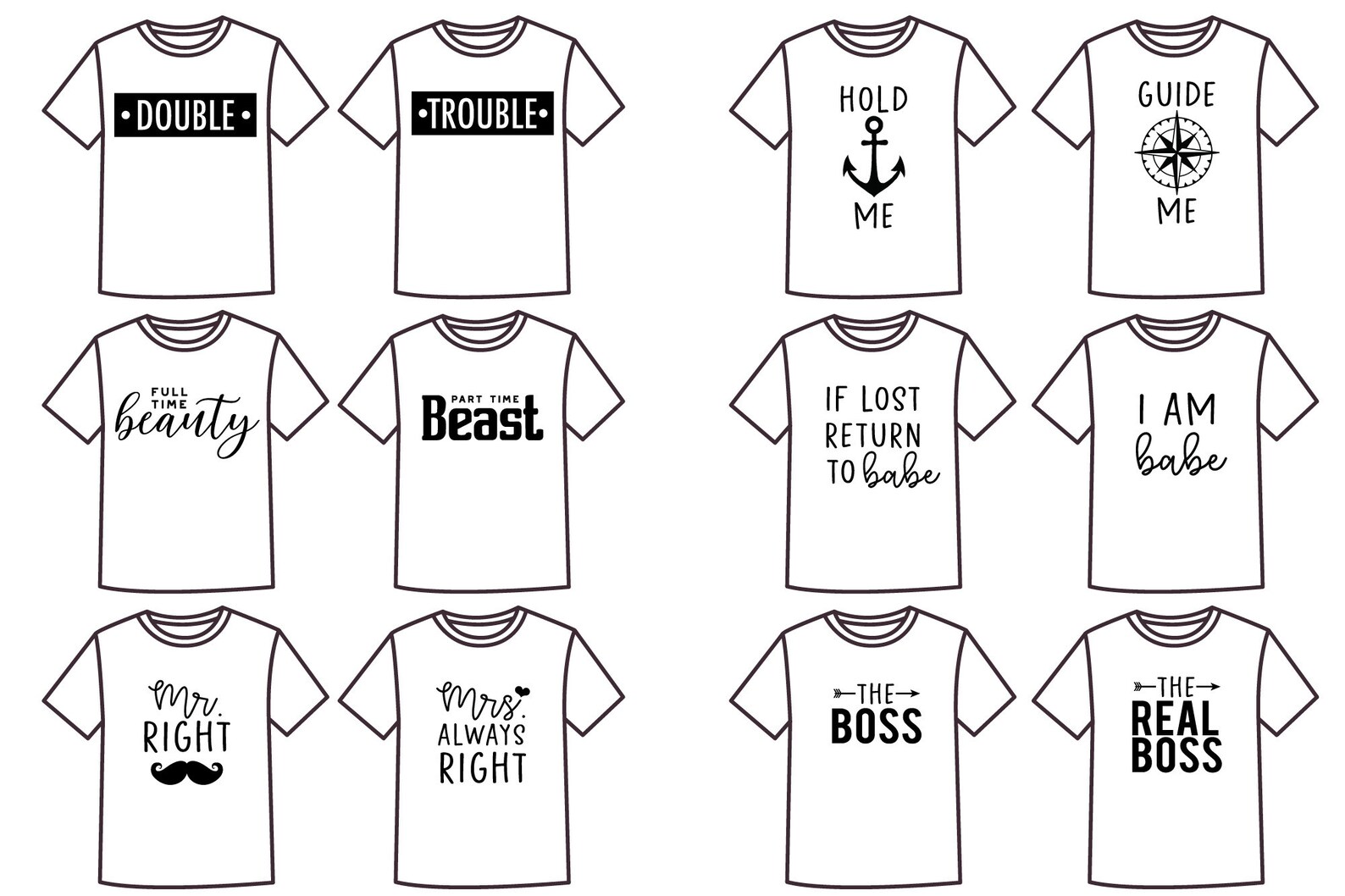 Happy Couple T-shirt Making SVG Cut File Bundle Deal Cut - Etsy