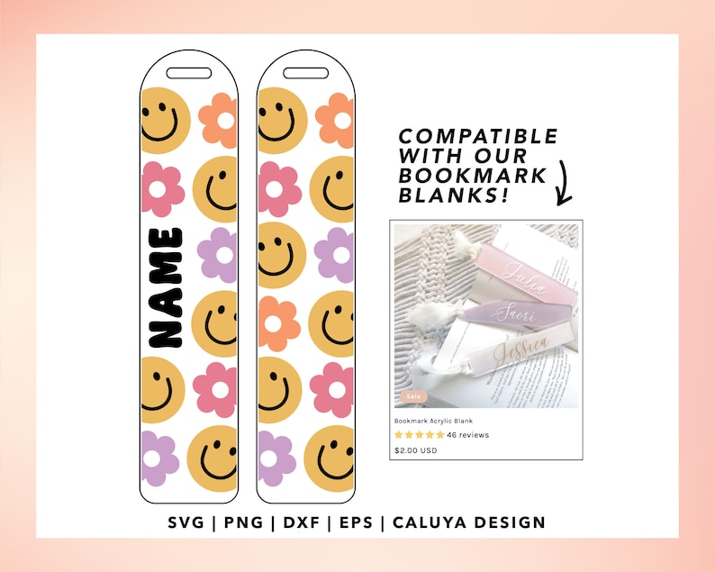 Bookmark SVG | Bookmark Template SVG | Retro Smiley Face SVG | Bookmark ...