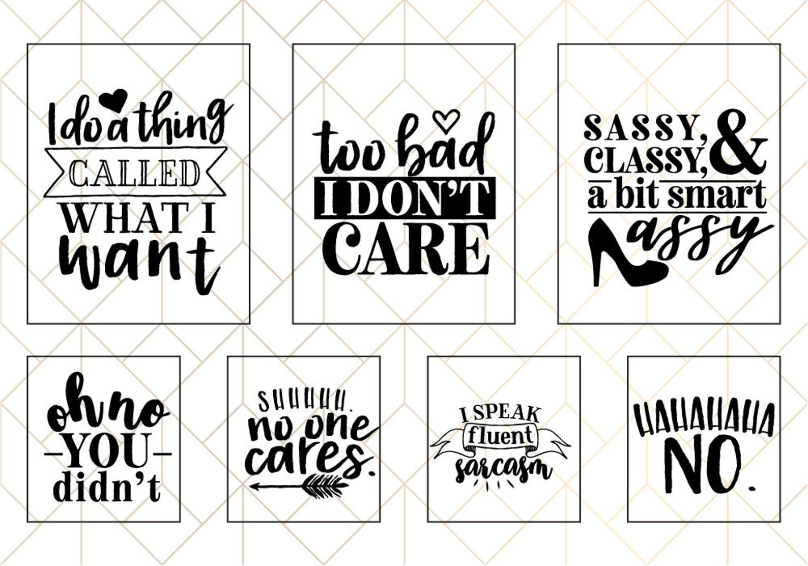 Sassy Quote Svg Cut File Bundle For Cricut Cameo Silhouette Etsy