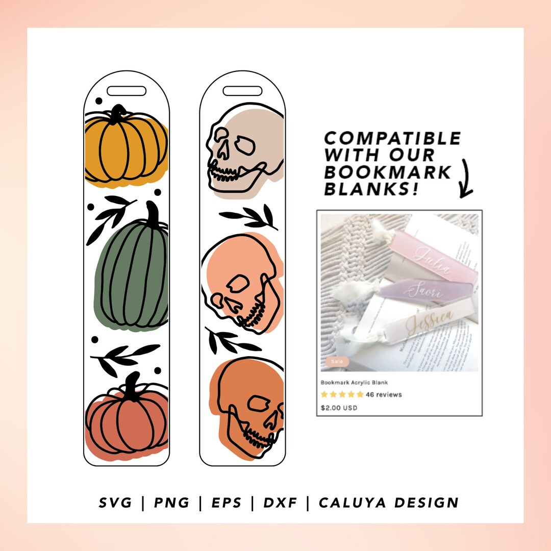 Bookmark Template SVG | Bookmark SVG | Boho Pumpkin Svg | Boho Skull ...
