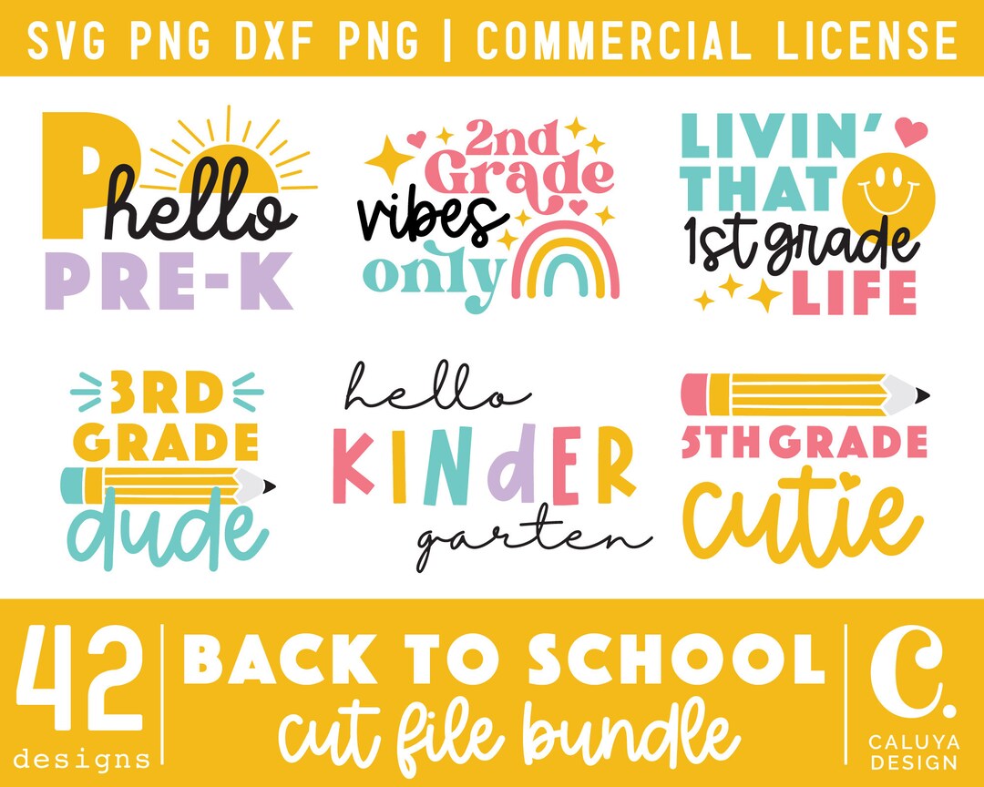 Back to School SVG Cutting File Bundle | School T-shirt Design Cuttable ...
