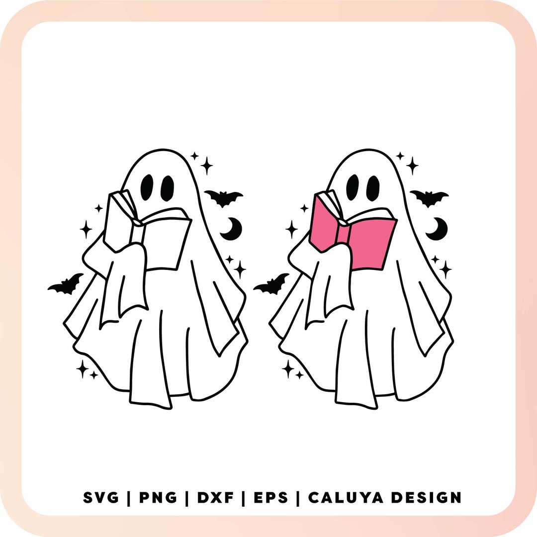 Reading Ghost SVG | Bookish Halloween SVG | Cute Ghost SVG | Sheet ...