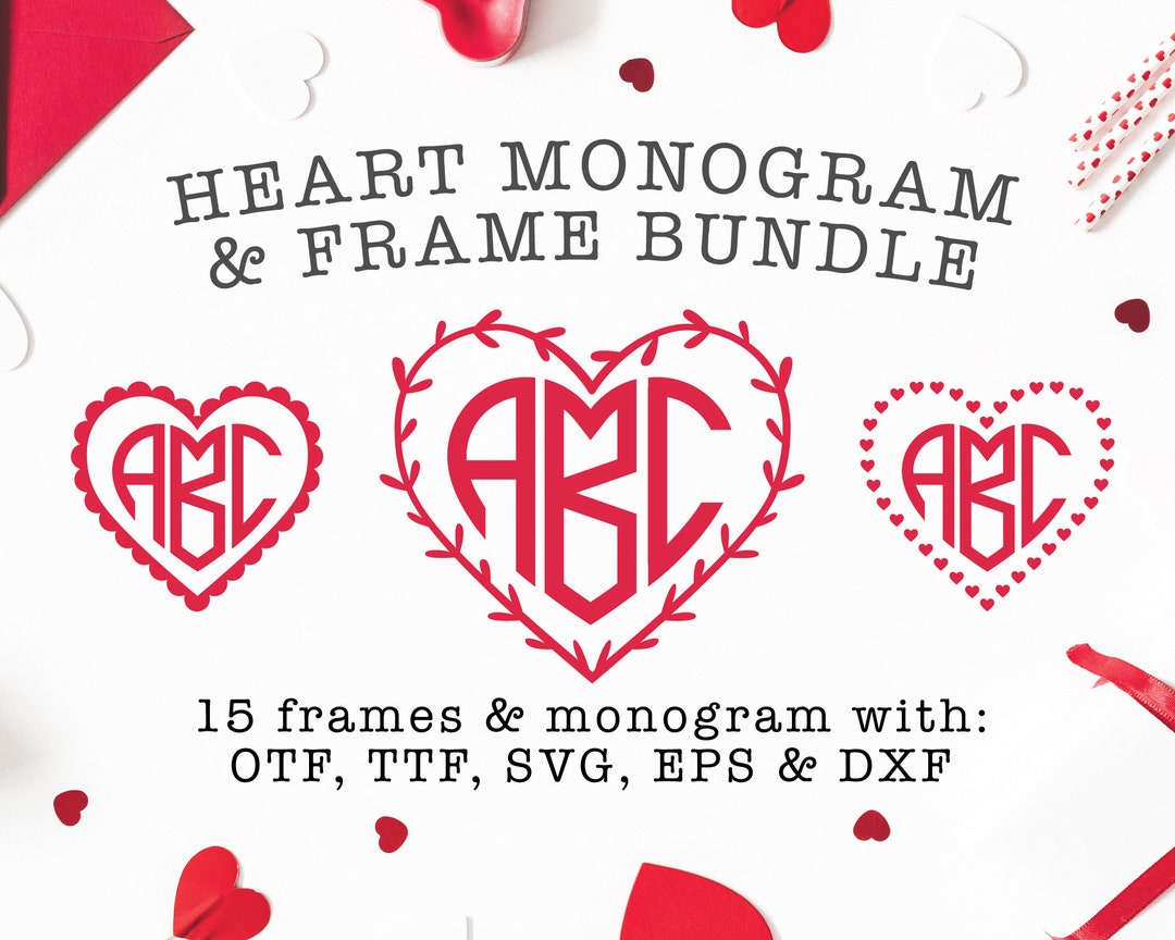 Heart Shaped Monogram SVG Cut File | Valentine Monogram Font | Wedding ...