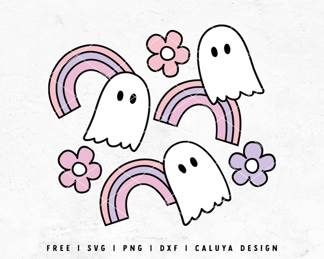 Cute Ghost SVG | Cute Halloween SVG | Retro Ghost SVG | Rainbow Svg ...