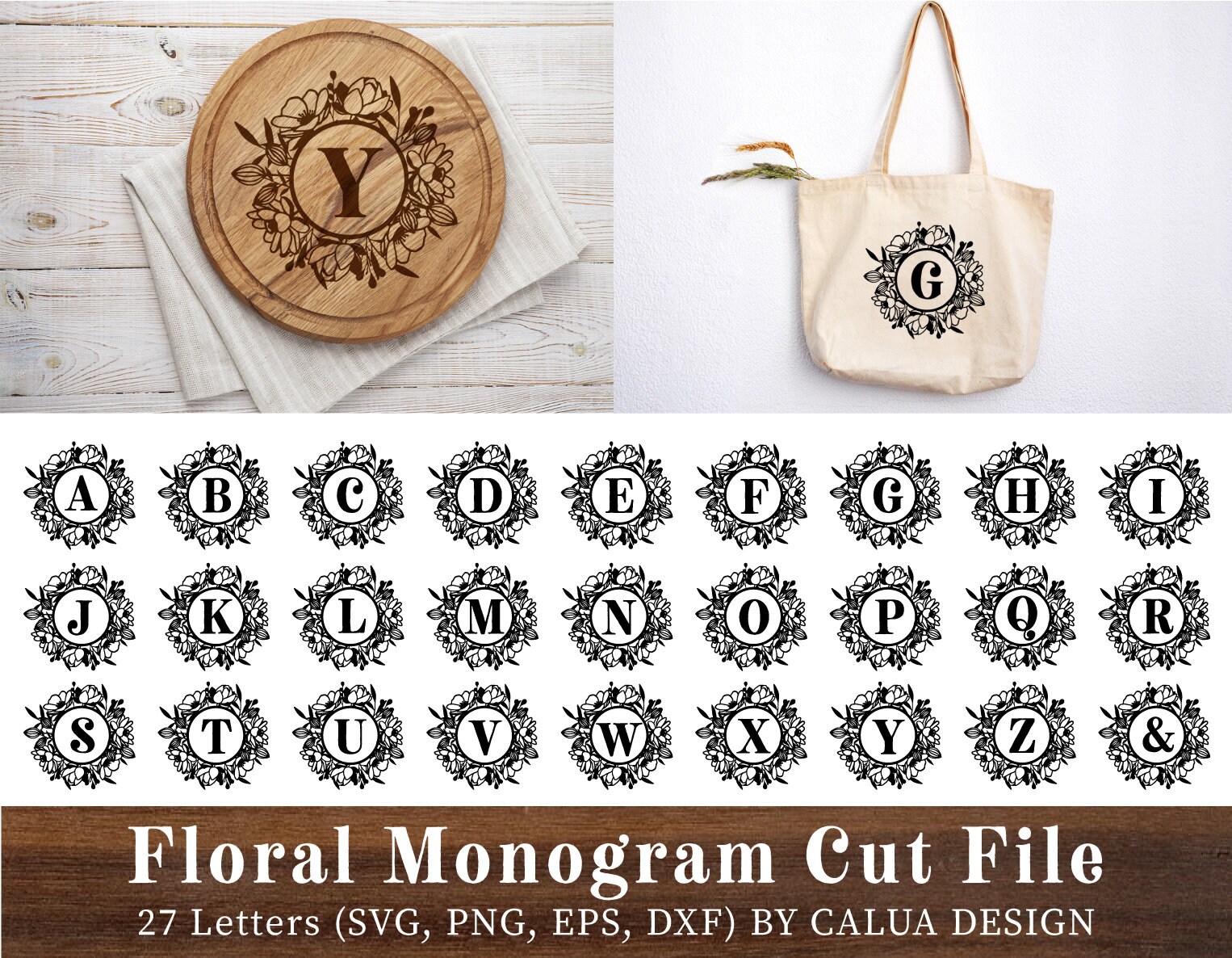 Botanical Alphabet SVG Bundle Circle Monogram SVG - Etsy