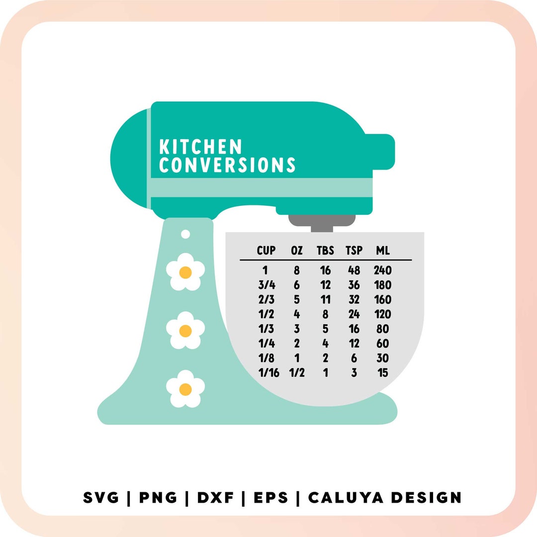 Kitchen Conversion Chart Svg | Kitchen Chart Svg | Kitchen Measurements ...
