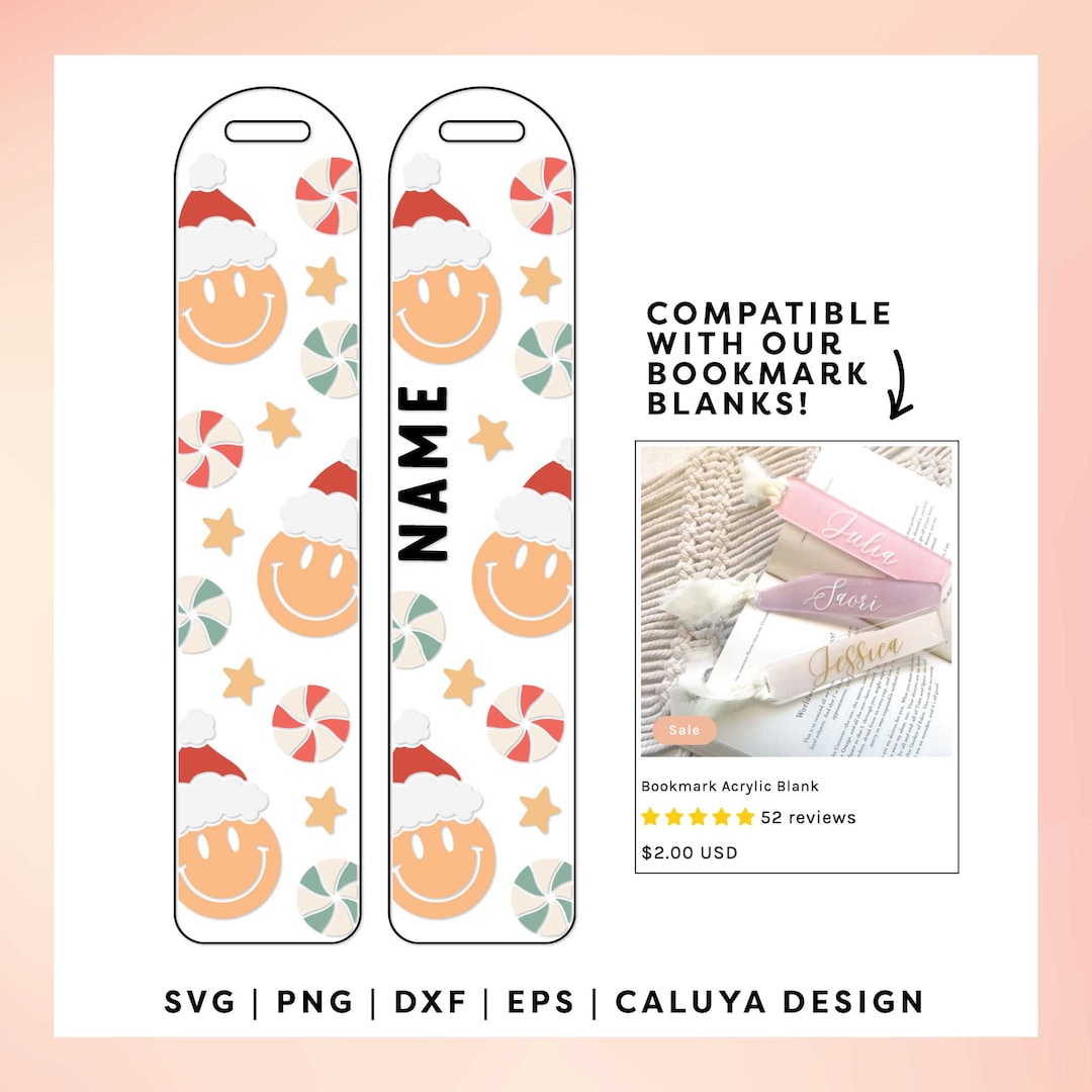 Buy 5 Get 30% off Bookmark Template SVG, Retro Christmas Bookmark SVG ...