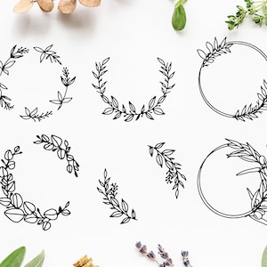 Hand Drawn Wreath Bundle for Cricut, Cameo Silhouette | Wreath Monogram ...