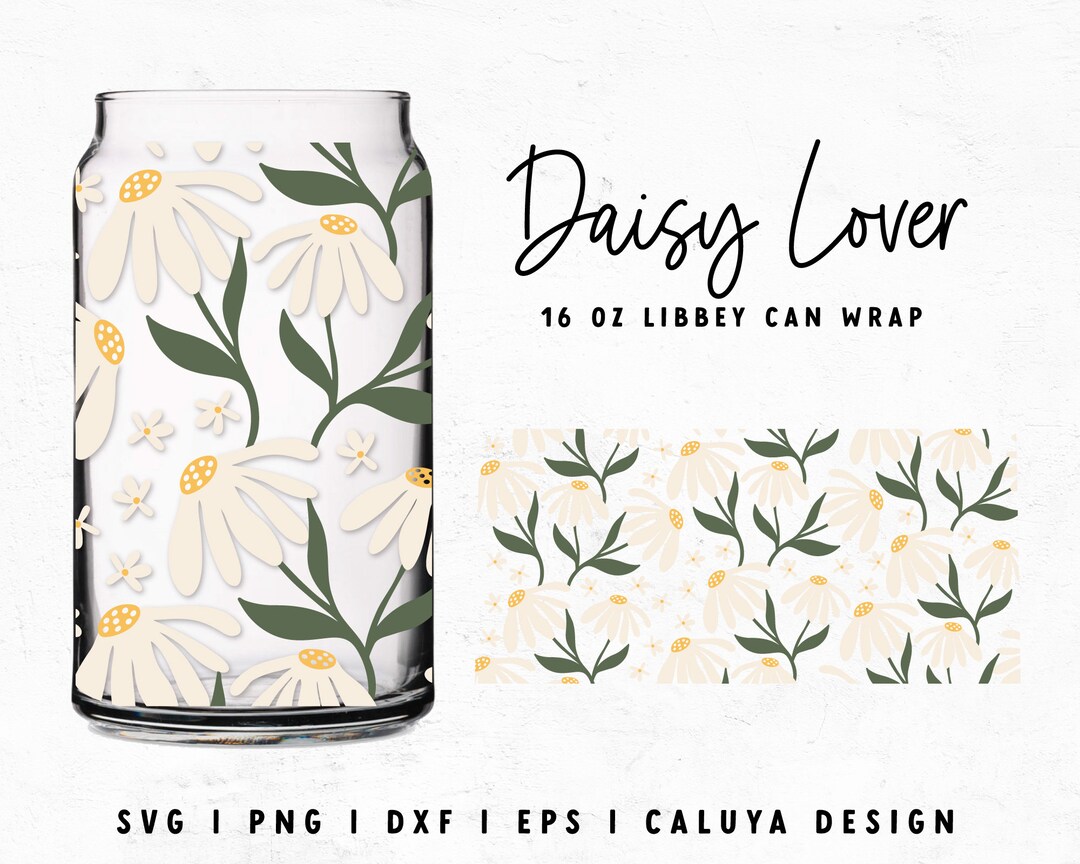 Libbey Can Wrap SVG | Flower Market SVG | Daisy Glass Wrap SVG | Floral ...