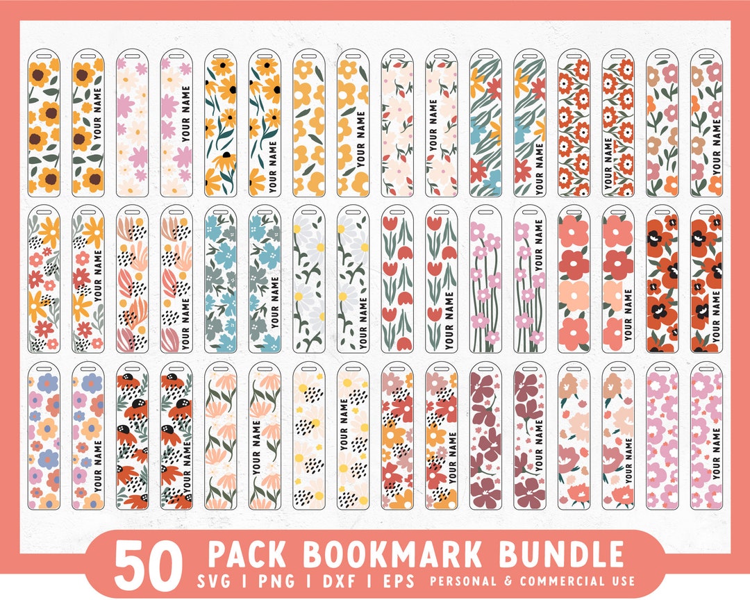 Bookmark Template SVG | Bookmark SVG Bundle | Spring Flower Svg ...