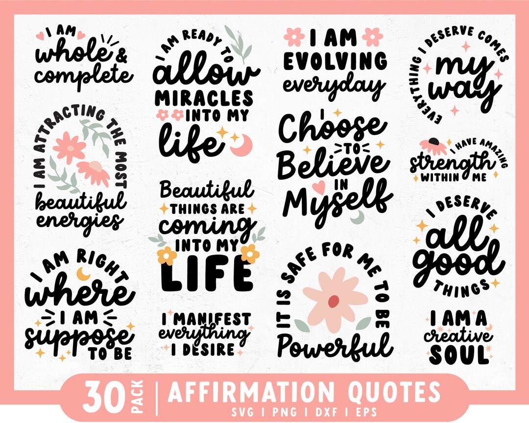 Affirmation SVG Bundle | Self Love SVG | Self Care SVG | Journaling Svg ...