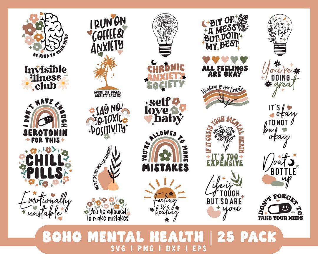 Boho Mental Health SVG Bundle | Mental Health Matter Svg | Mental ...