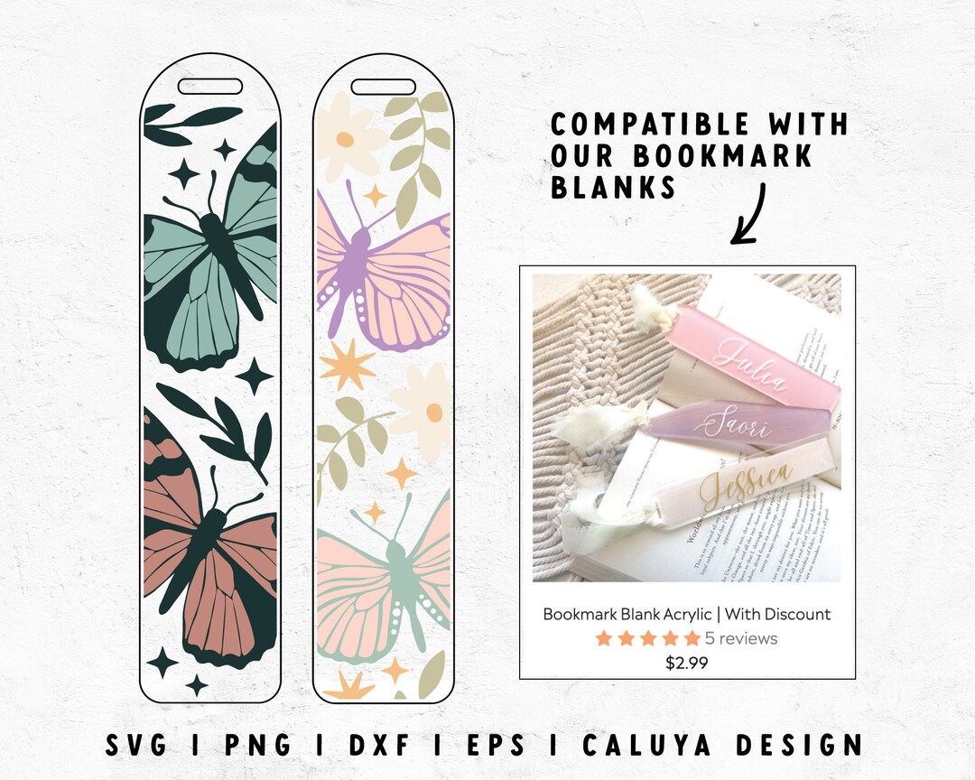 Butterfly Bookmark SVG | Bookmark Template SVG | Boho Butterfly Svg ...