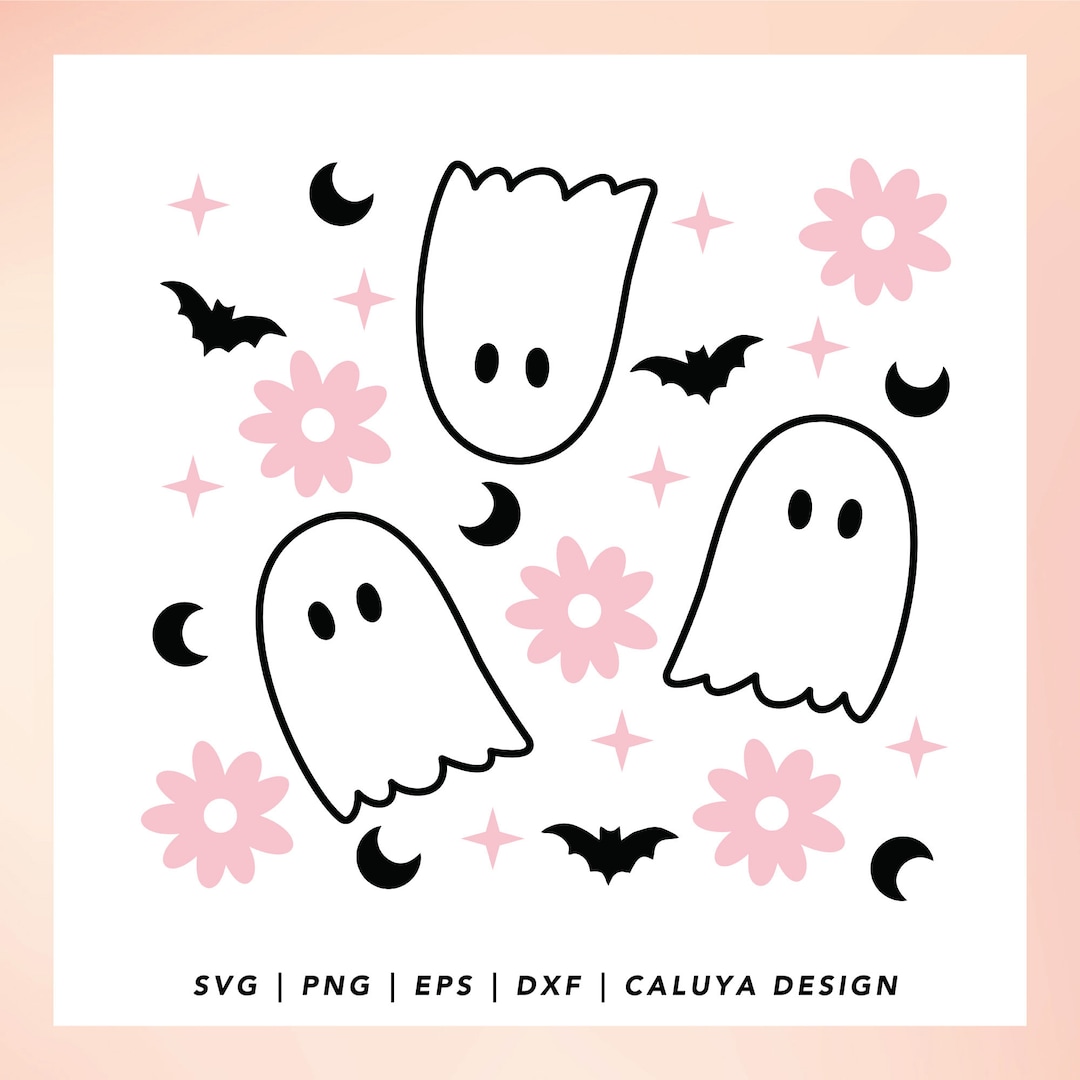 Cute Ghost SVG | Cute Halloween SVG | Halloween Seamless Pattern SVG ...