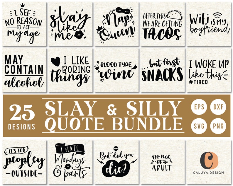 Slay and Silly Quote Cut File Bundle Deal Cut File for | Etsy
