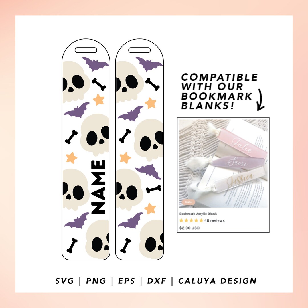 Halloween Bookmark SVG | Bookmark Template SVG, Halloween Cute Skull ...