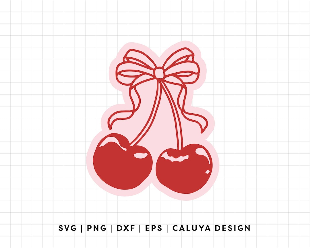 Cherry With Bow SVG | Cherry Bows SVG | Coquette Ribbon SVG | Trendy ...